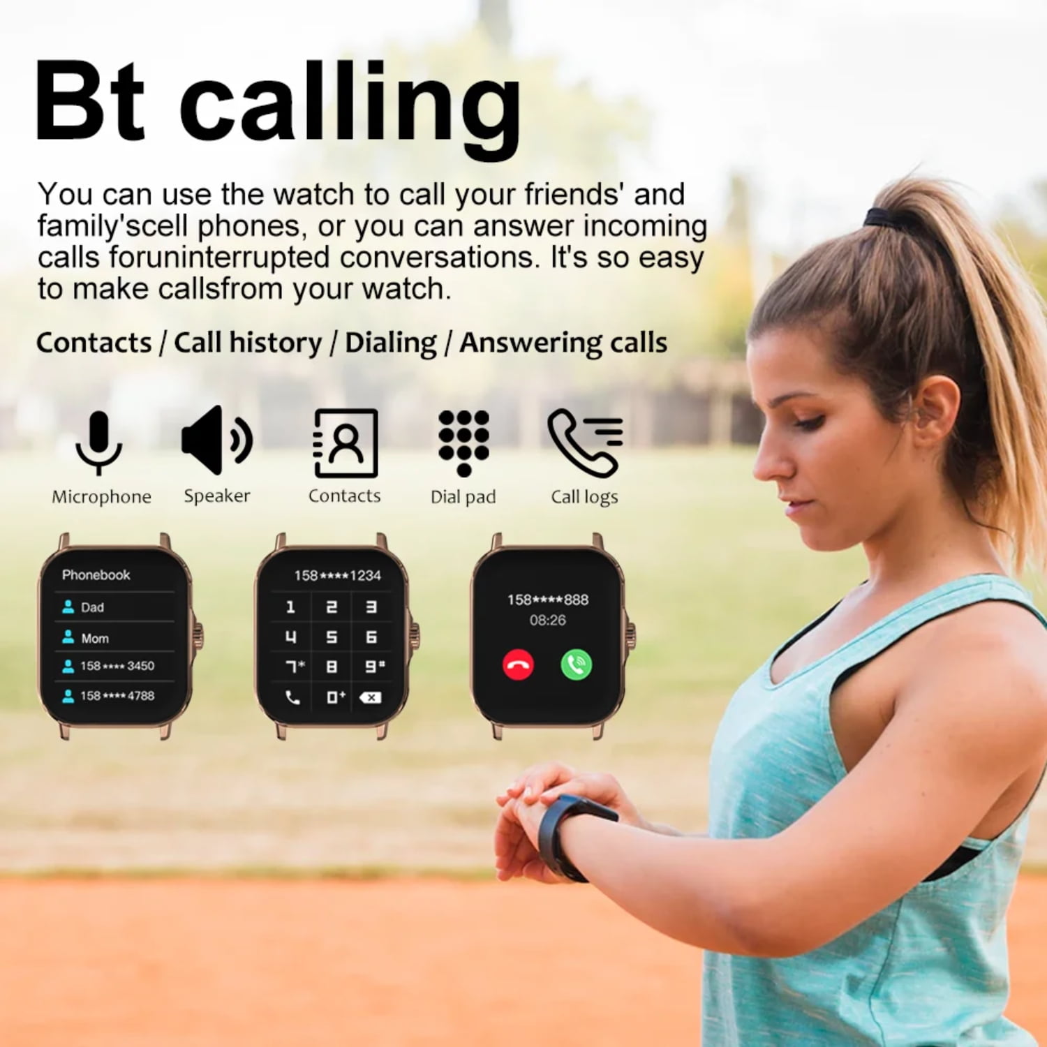 LNJLAN Smart Watch 1.73 Inch Full Fitness Tracker Sleep Monitoring Pedometer Tracking Women And ...