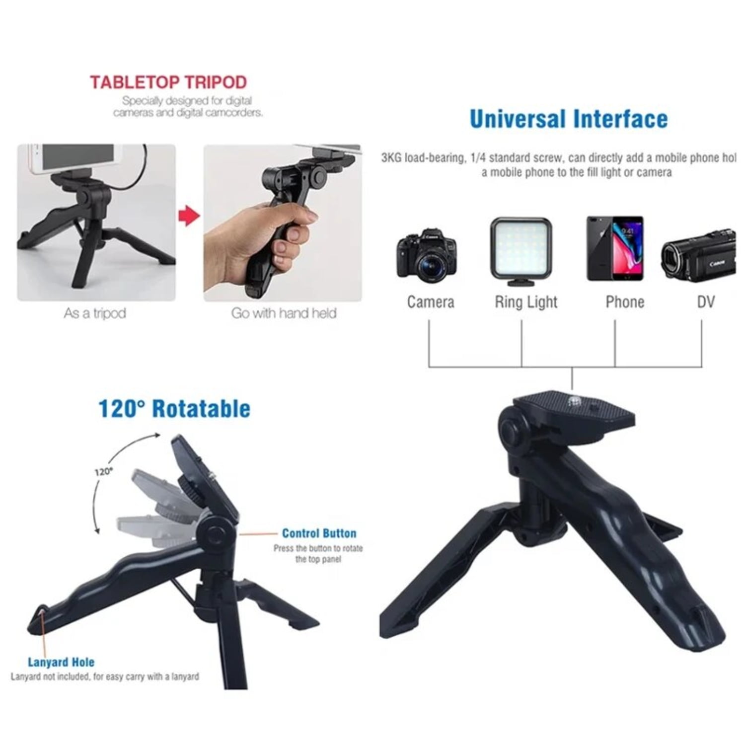 LNJLAN Smartphone Vlogging Kit With Tripod Phone Holder Mini Microphone ...