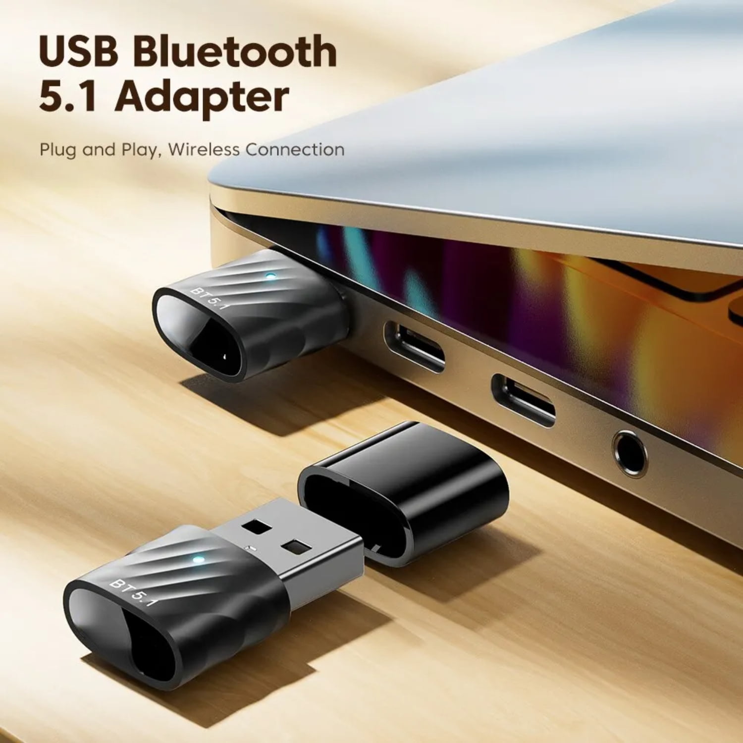 LNJLAN USB Bluetooth Adapter BT 5.1 Dongle Audio Receiver Speaker PC ...