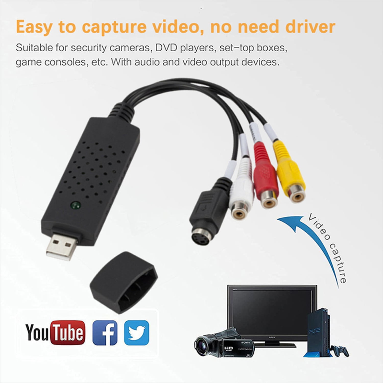 LNJLAN Usb Video Capture Card Av Analog Vhs Video Recording Tape Set ...