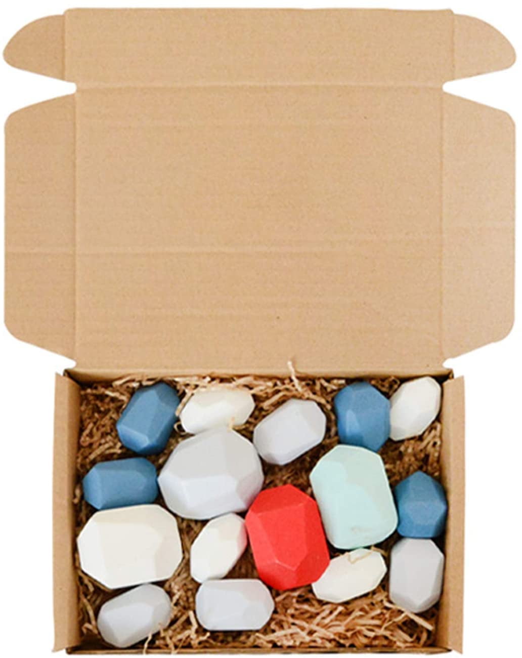 LNKOO 16 Pcs Wooden Stone Balancing Blocks- Colorful Wood Stone ...