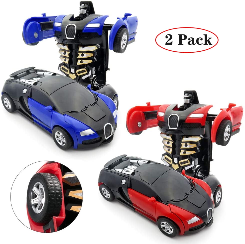LNKOO 2 Pack Robot Car Toy 2 in 1 Deformation Car for Kids Boys Playing ...