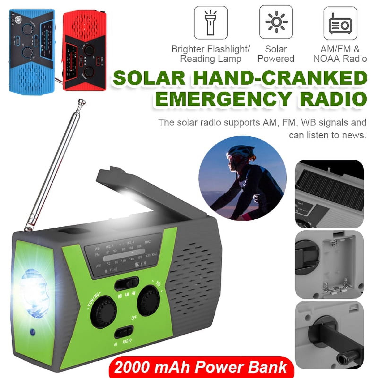 LNKOO 2021 Upgraded Emergency Solar Hand Crank Radio, Hand Crank AM/FM ...
