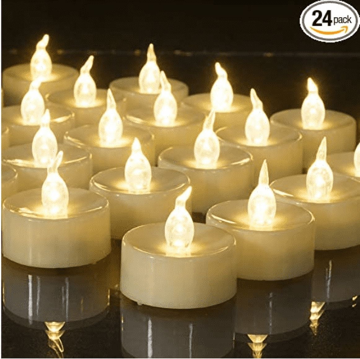 LNKOO 24 Pack Flameless Flickering LED Tealight Candles Battery ...