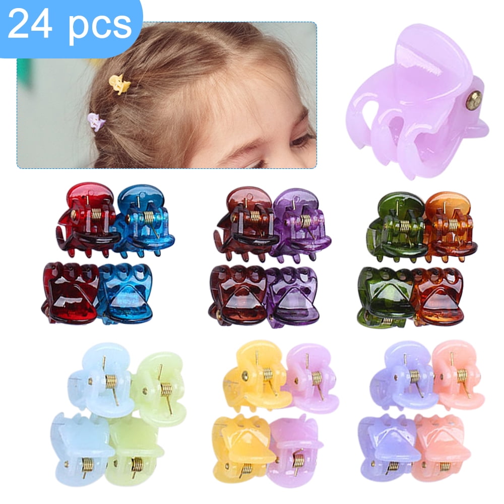 LNKOO 24 Pieces Mini Hair Claw Clips Plastic Hair Claws Pins Clamps ...