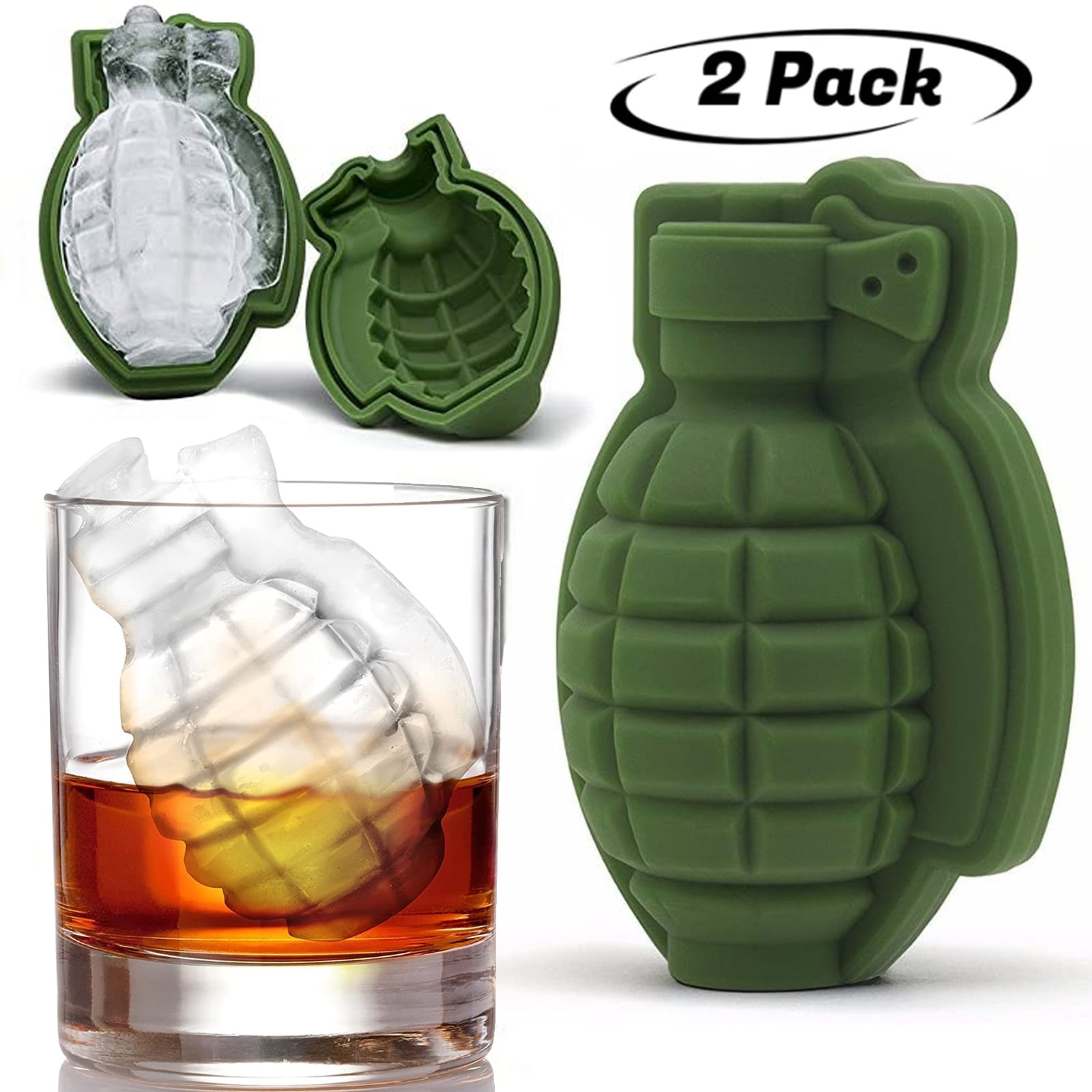 LNKOO 2Pack 3D Grenade Silicone Ice Cube Mold Tray, Life Size Hand ...