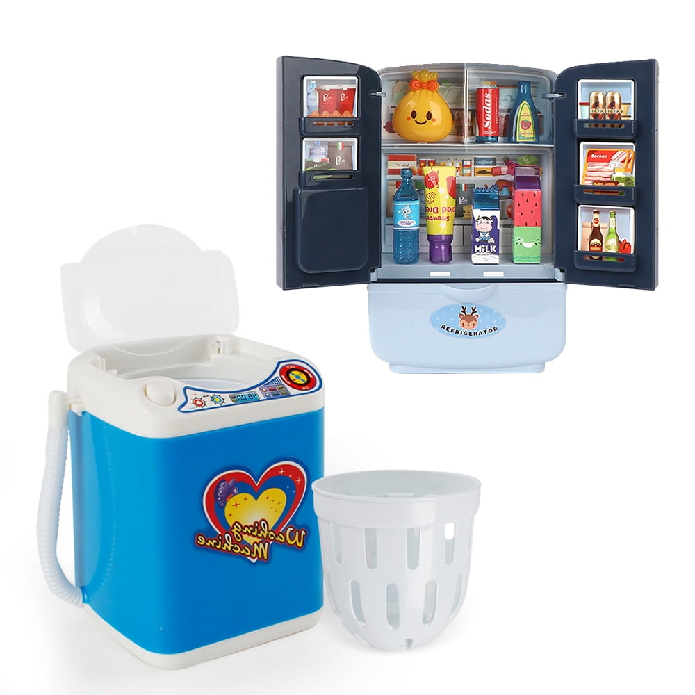 LNKOO 2Pcs Toy Washing Machine Kids Play House Simulation Refrigerator ...