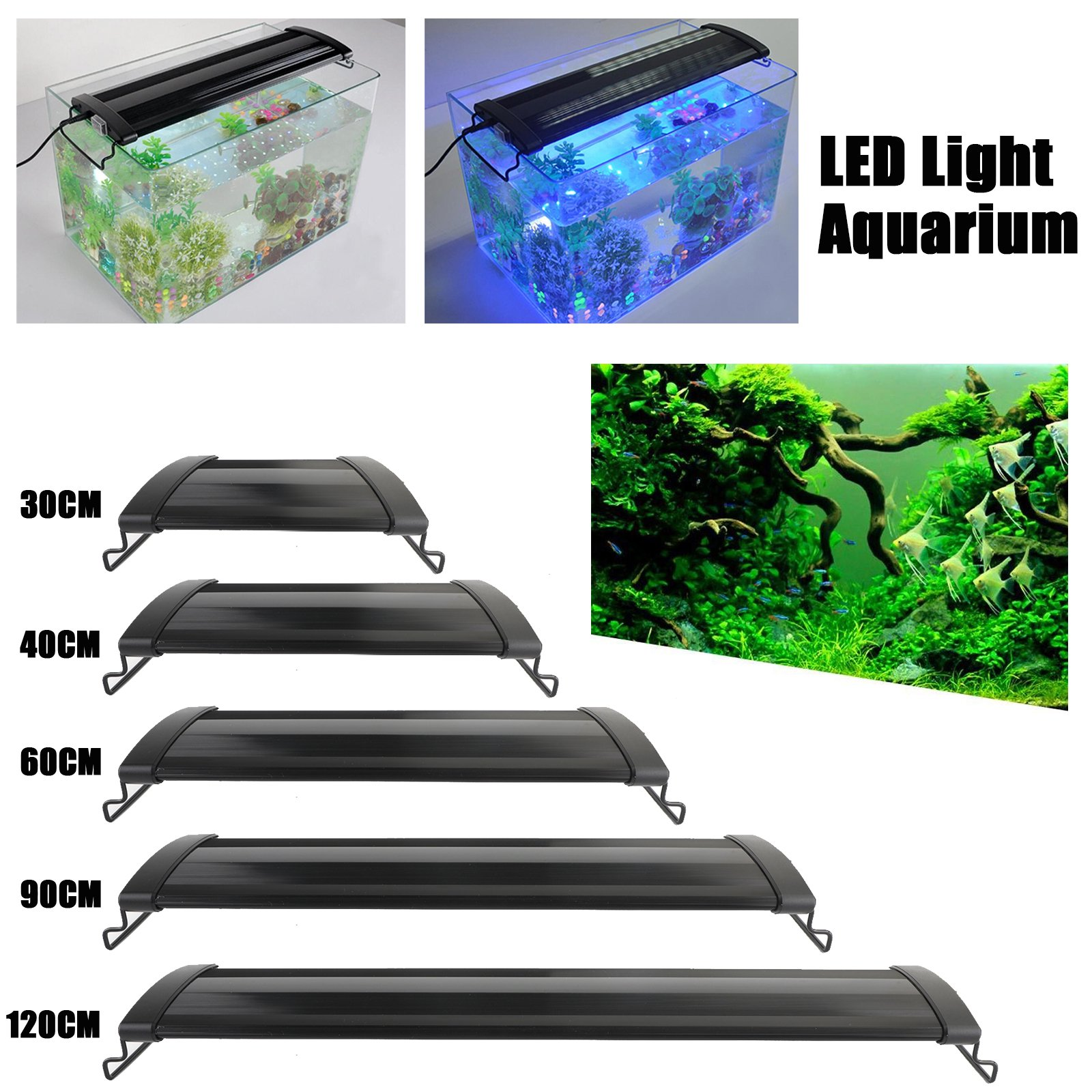 LNKOO 30-60CM LED Light Aquarium Fish Bowl Fish Tank 0.5W Full Spectrum ...
