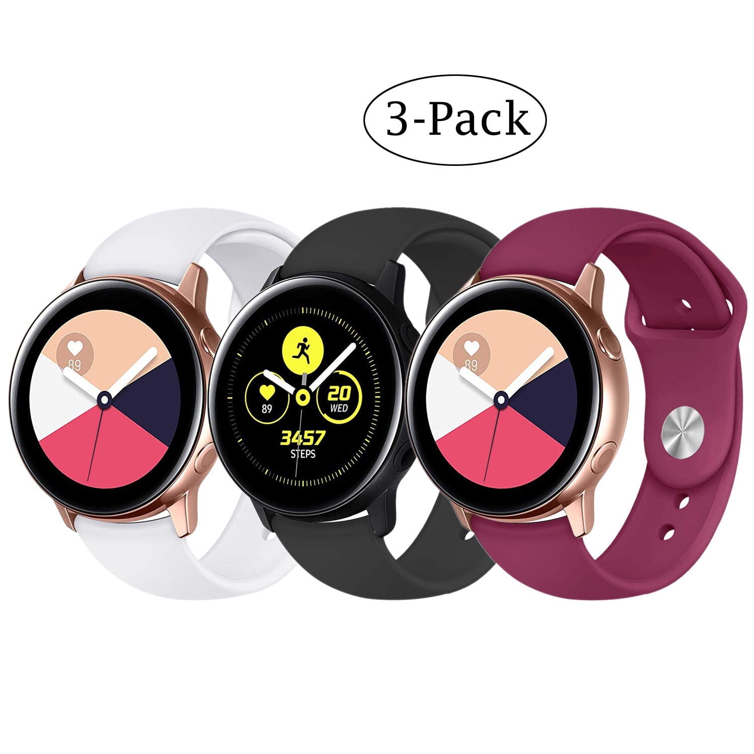 LNKOO 3Pack Fit Samsung Galaxy Watch Active/Active 2 Bands, 20mm Quick ...