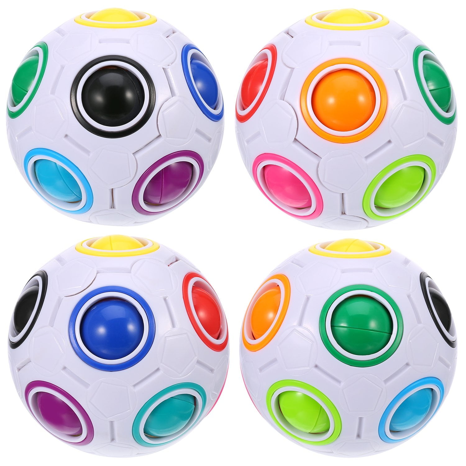 LNKOO 4 Pack Rainbow Puzzle Ball Cube Magic Rainbow Ball Puzzle Bundle ...