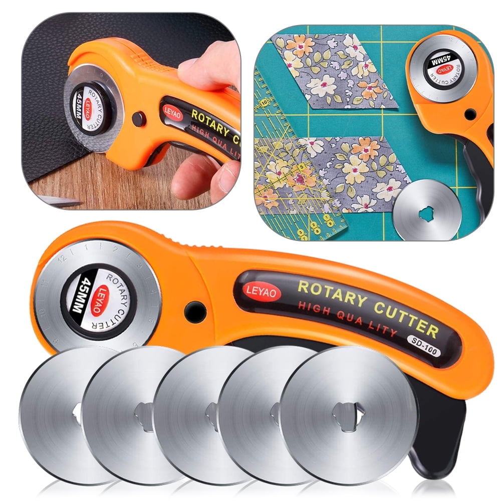 LNKOO 45mm Round Manual Blades Rotary Broach Fabric Cutter Sewing Loop ...