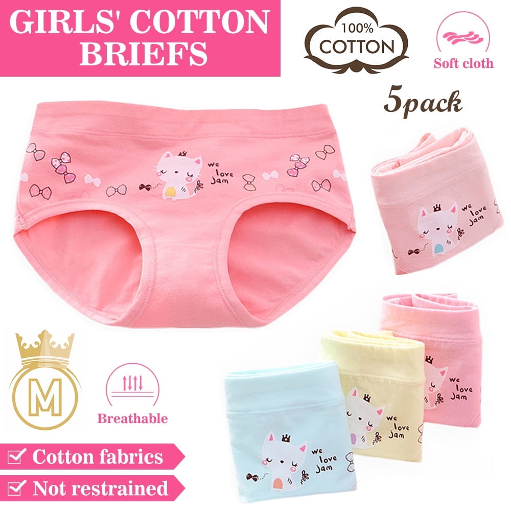 LNKOO 5-Pack Little Girls Cotton Underwear Kids Breathable Comfort ...