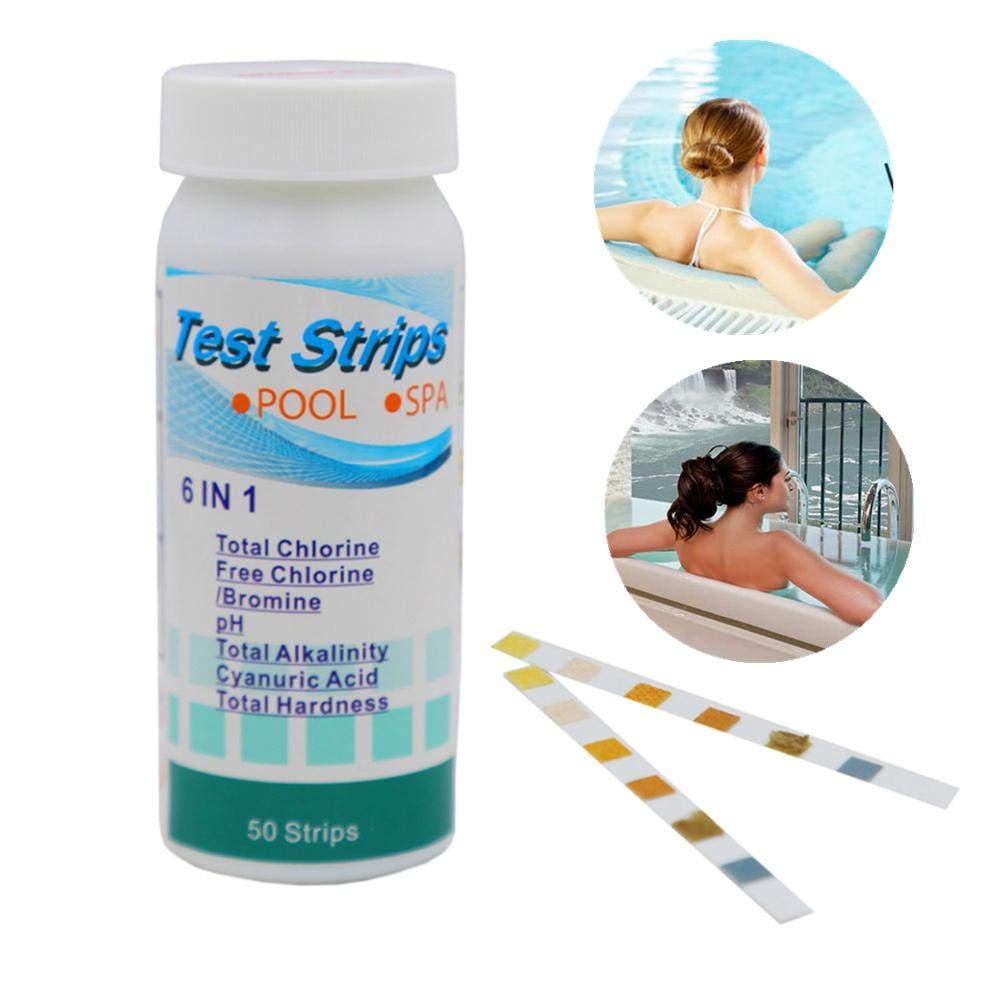 LNKOO 50 Pcs Pool Test Strips, 6 in 1 Water Quality Test Strips, Spa ...