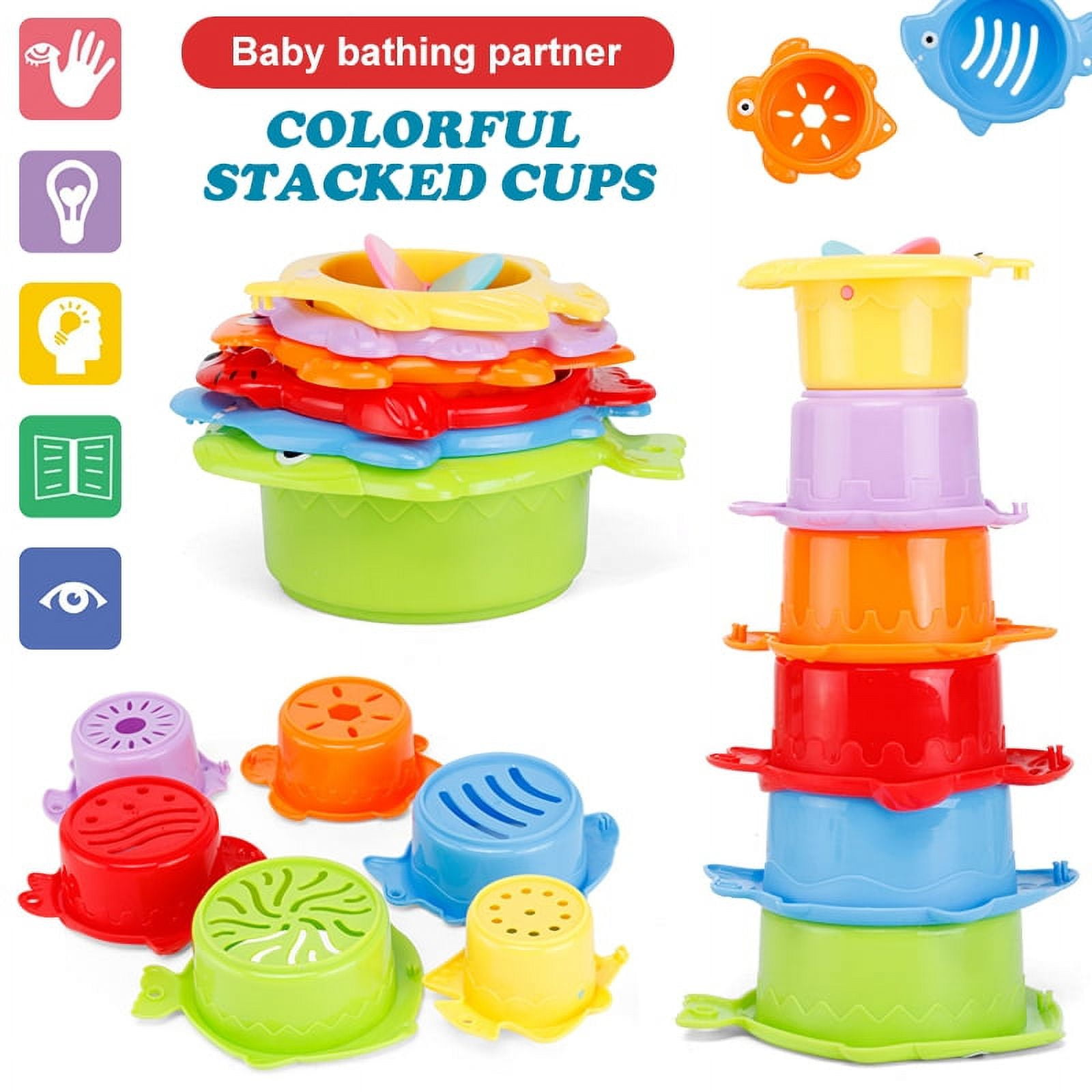 LNKOO 6PCS Stacking Cup Bath Toys for Baby, Toddlers, and Kids, Stack ...