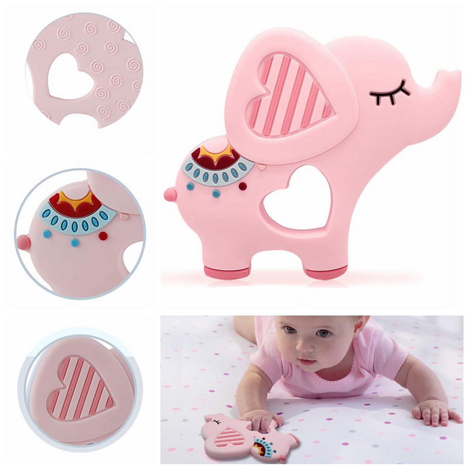 LNKOO Baby Teething Toys, Elephant Teether Pain Relief Toy for Newborn ...