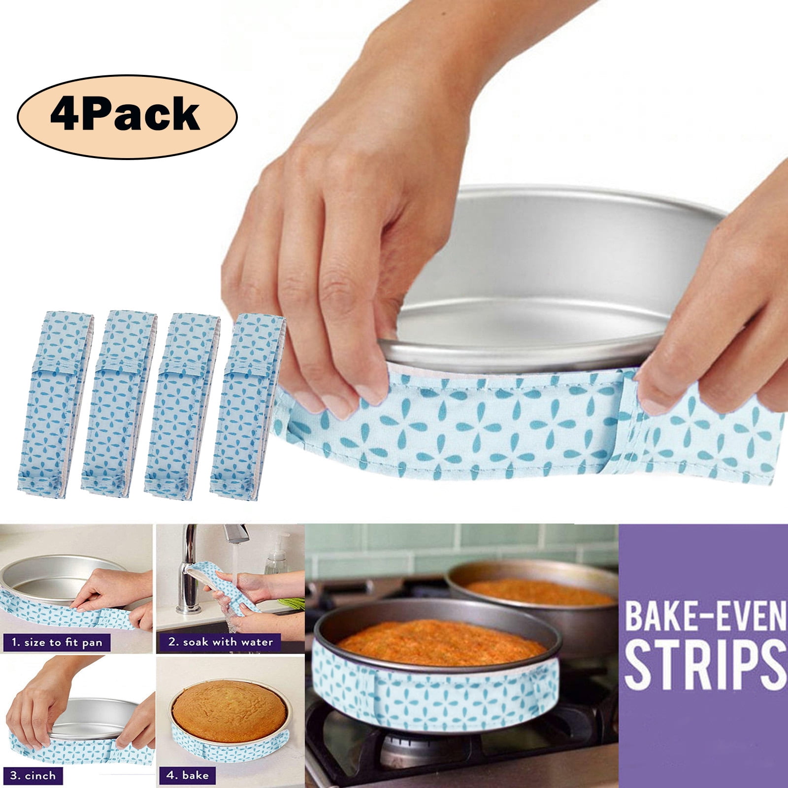 LNKOO Bake Even Cake Strips, 4-Piece Cake Pan Dampen Strips, Cake Pan ...