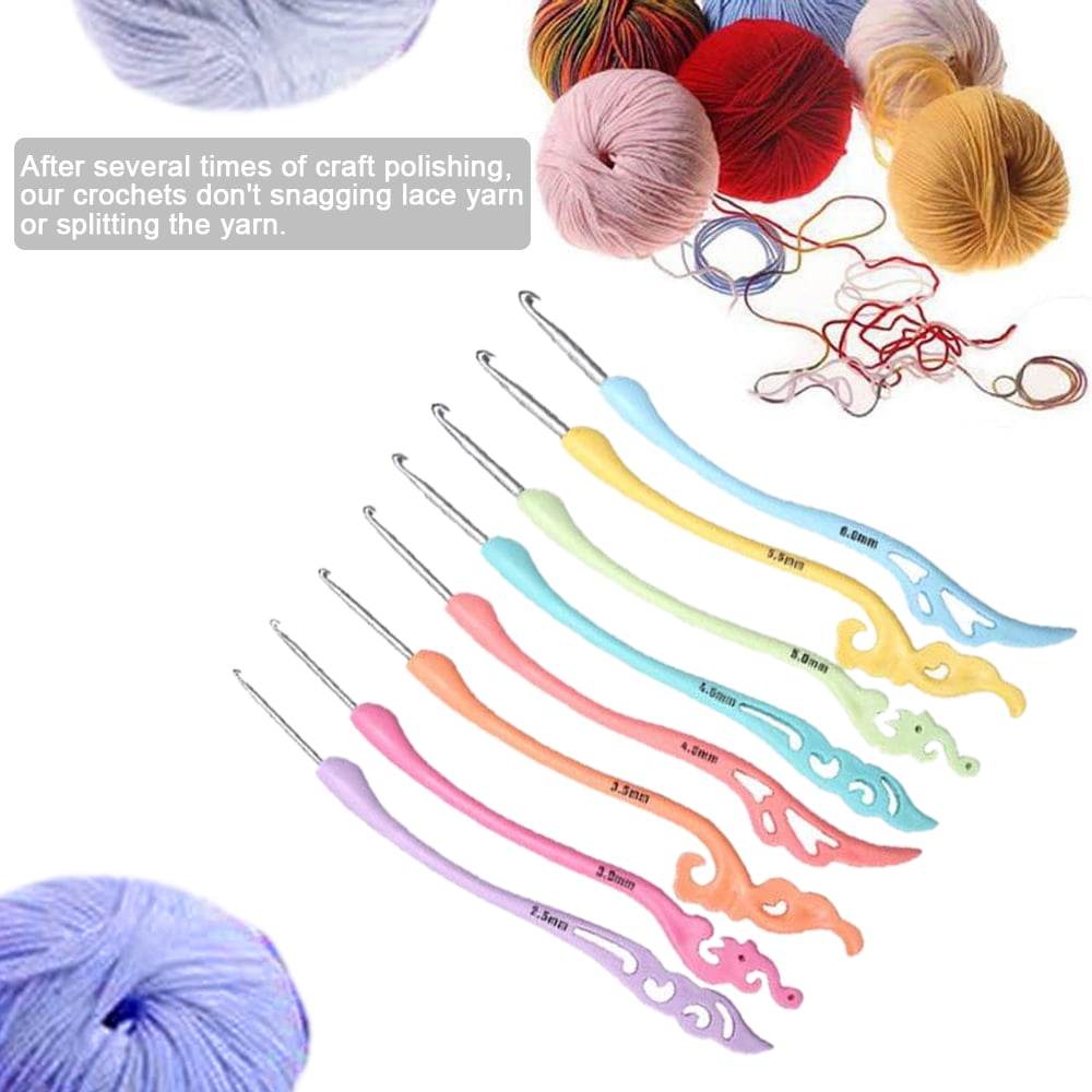 LNKOO Crochet Hook Set,8 Pcs Colorful Ergonomic Soft Rubber Comfort ...