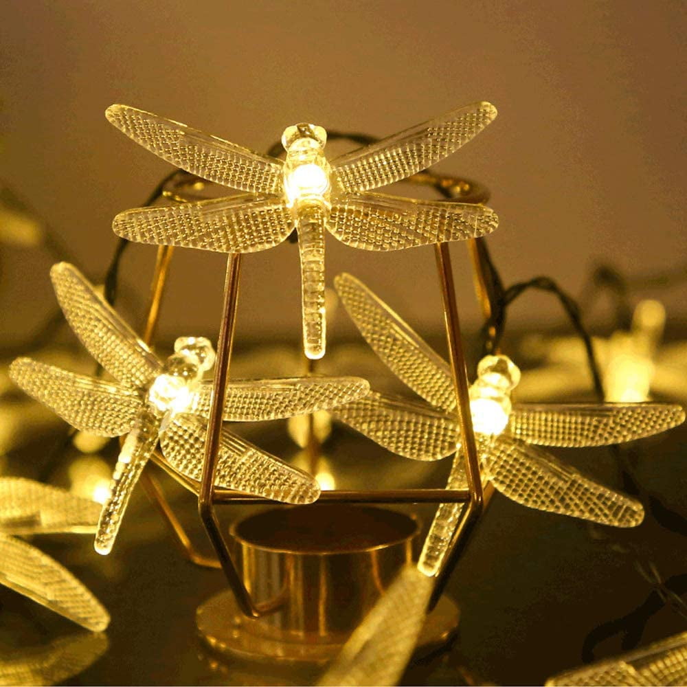 LNKOO Dragonfly Solar String Lights Outdoor 23FT/50Led Waterproof Solar ...