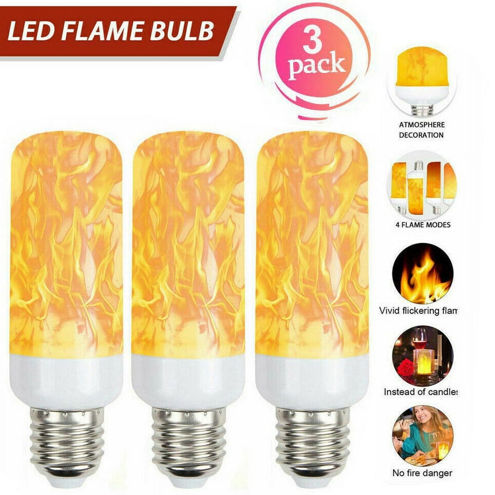 LNKOO Flame Effect Light Bulb, 2 Modes Flame Lights Bulbs, E27 Base ...