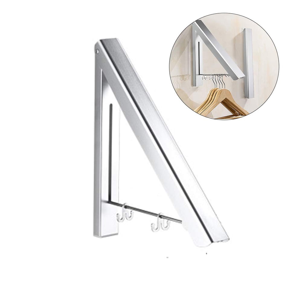 LNKOO Folding Clothes Hanger Wall Mounted Retractable Clothes Rack Home ...