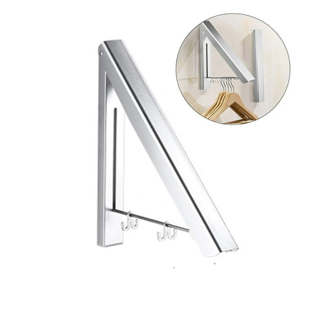 LNKOO Folding Clothes Hanger Wall Mounted Retractable Clothes Rack Home ...