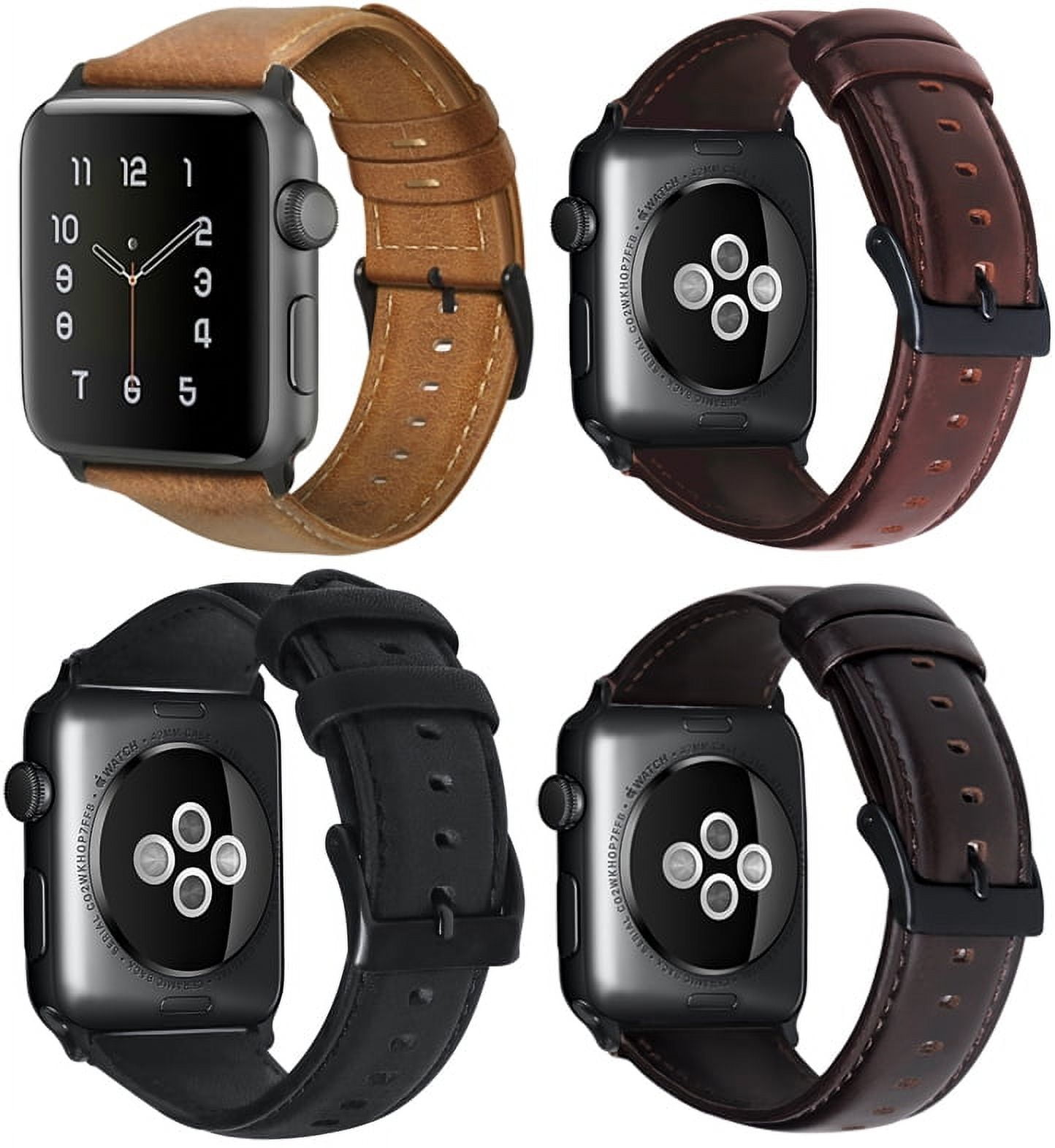 LNKOO For Apple Watch Band 44mm 42mm, Retro Genuine Leather Replacement ...
