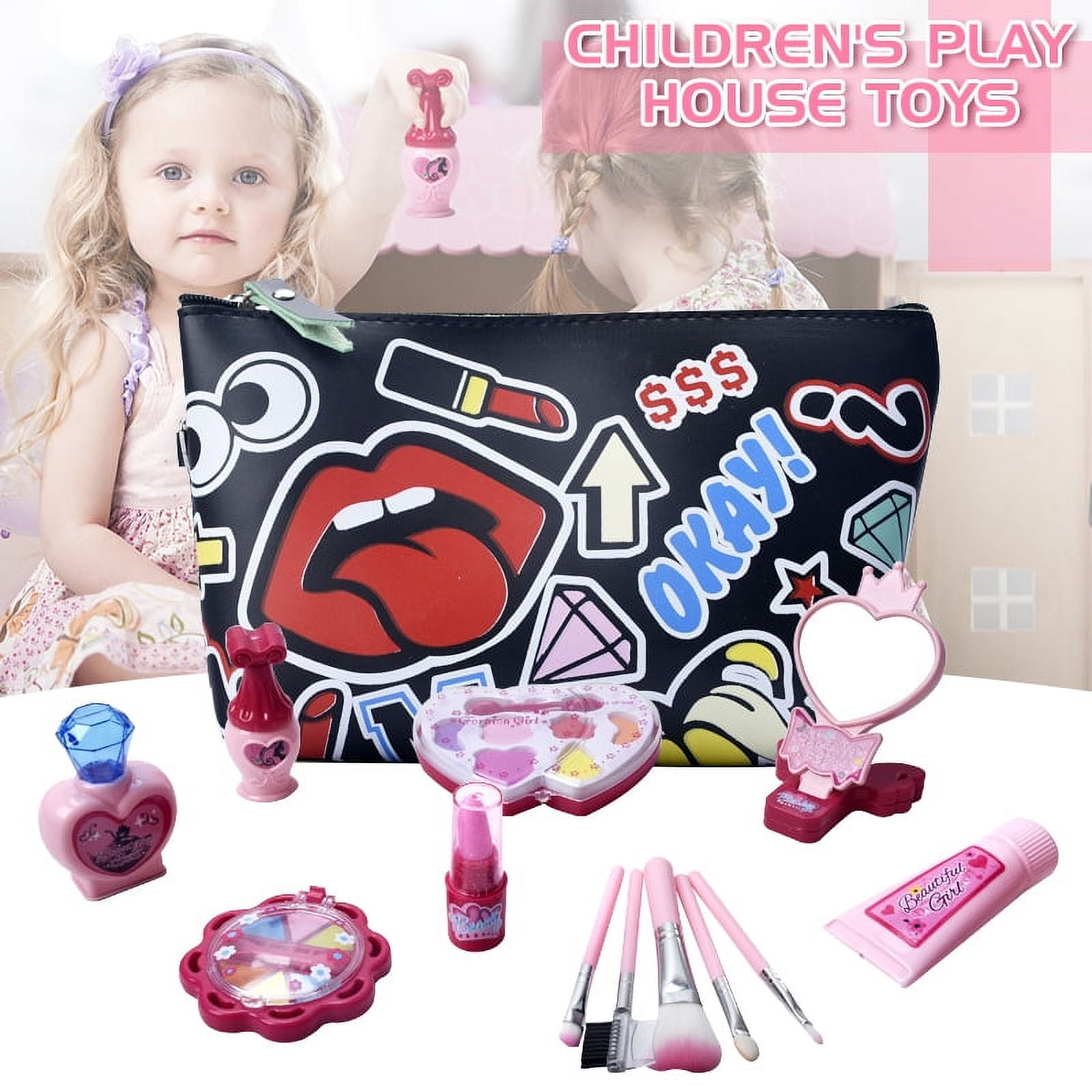 LNKOO Girls Pretend Play Makeup Sets Fake Make Up Kits for Little Girls ...