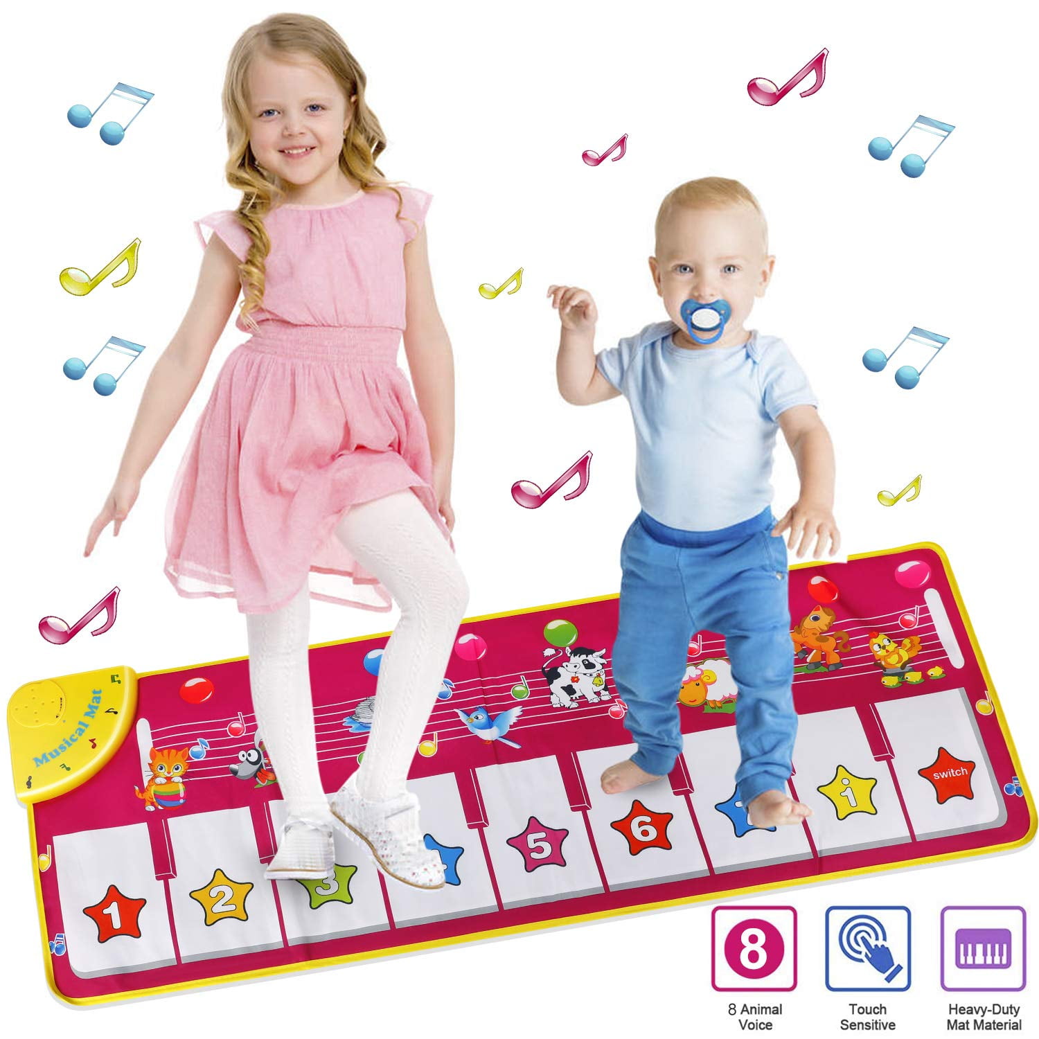 LNKOO Kids Musical Keyboard Piano Mat Electronic Music Play Blanket ...