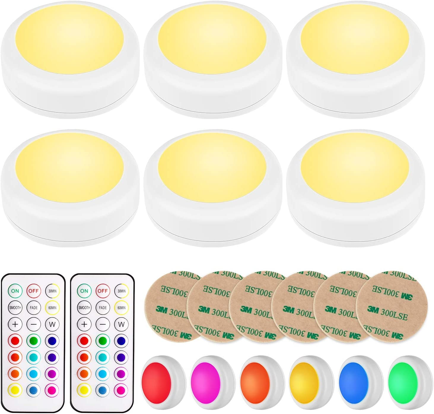 LNKOO LED Puck Lights with Remote Control,Wireless Under Cabinet ...