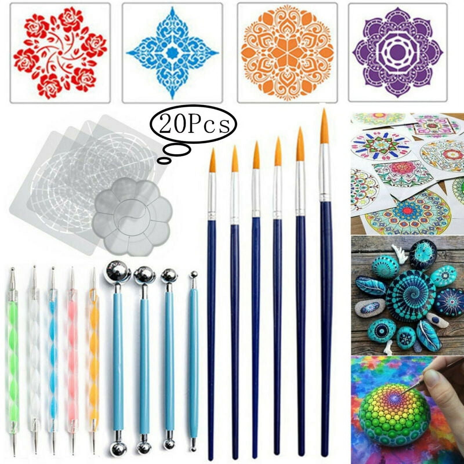 LNKOO Mandala Dotting Tools Kit - 20 PCS Dotting Tools Stencil Mandala ...
