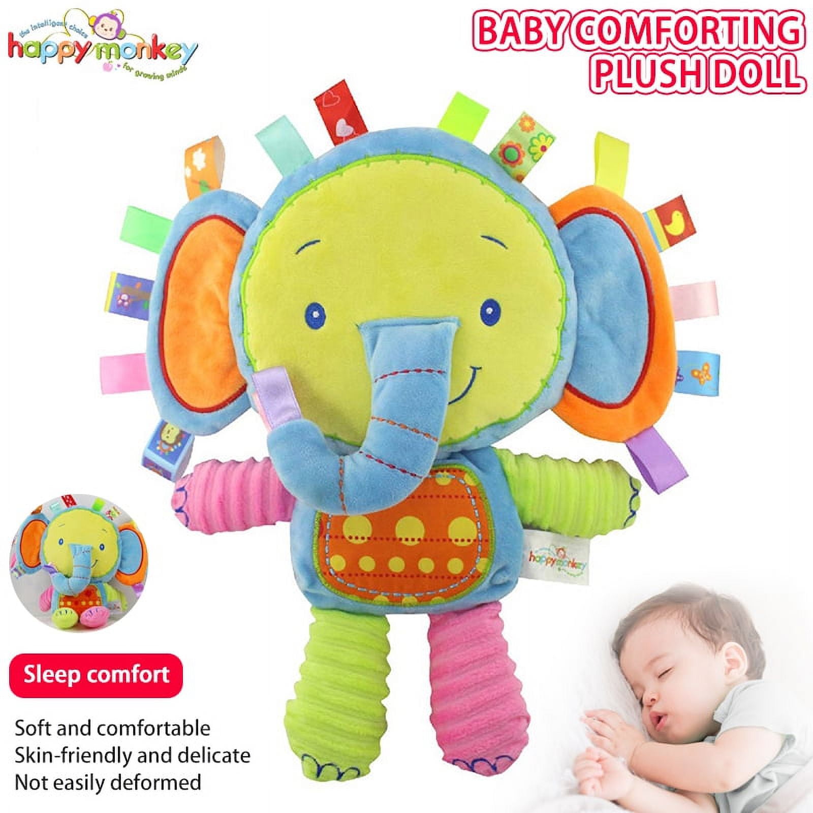 LNKOO Monkey/Tlephant Taggie Activity Blanket and Sensory Toy Baby ...