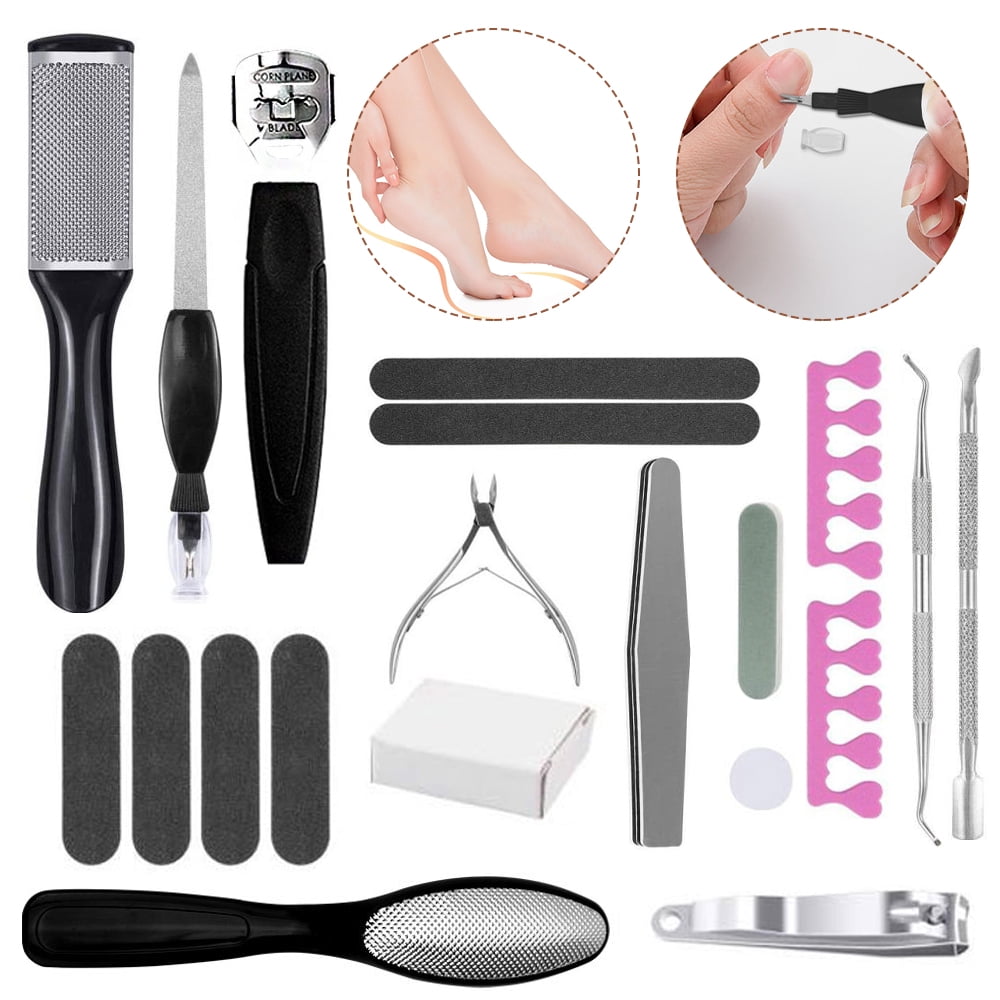 LNKOO Pedicure Kit 20 in 1, Foot File Set, Stainless Steel Foot Care ...