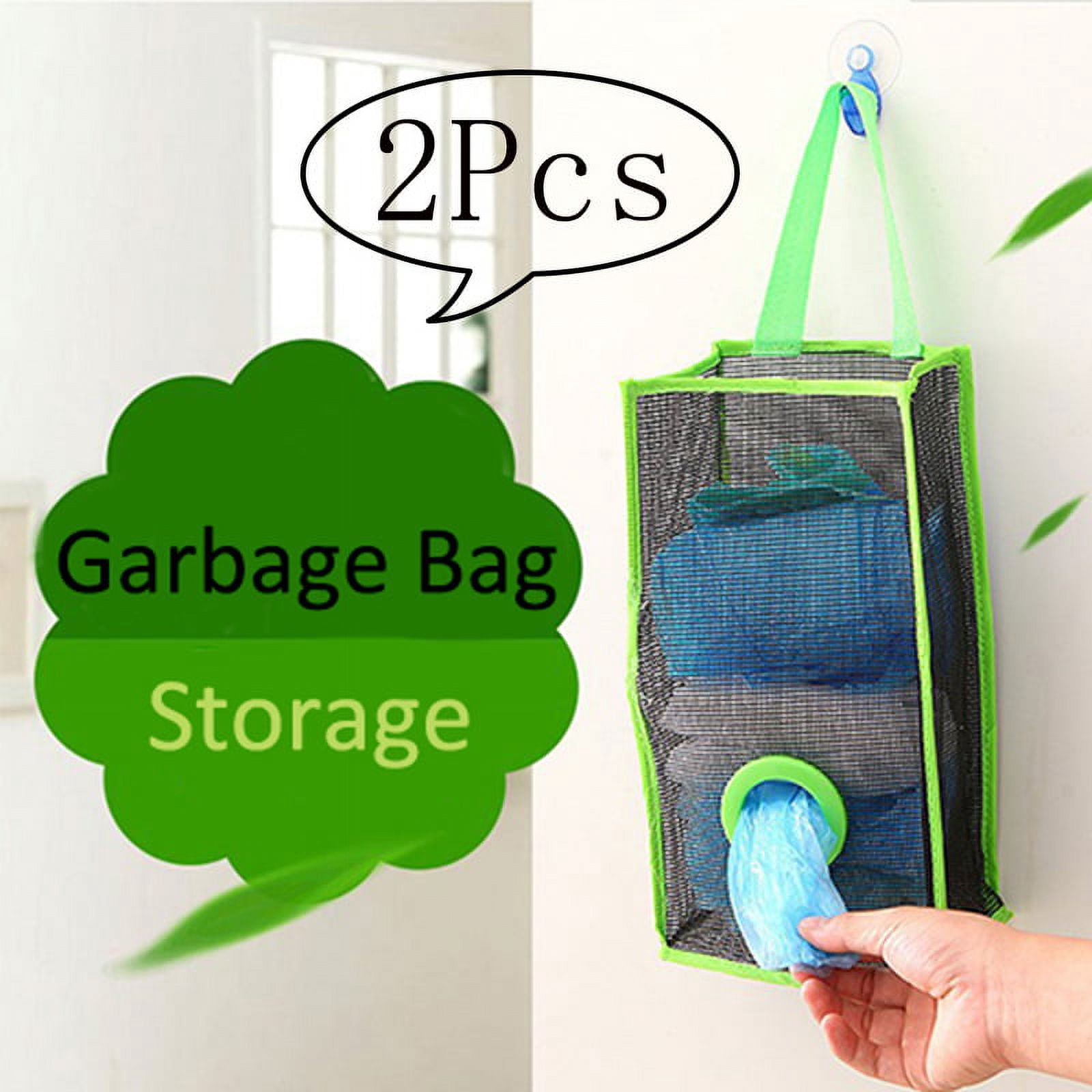 LNKOO Plastic Bag Holder 2pcs Mesh Garbage Bag Folding Hanging Storage ...