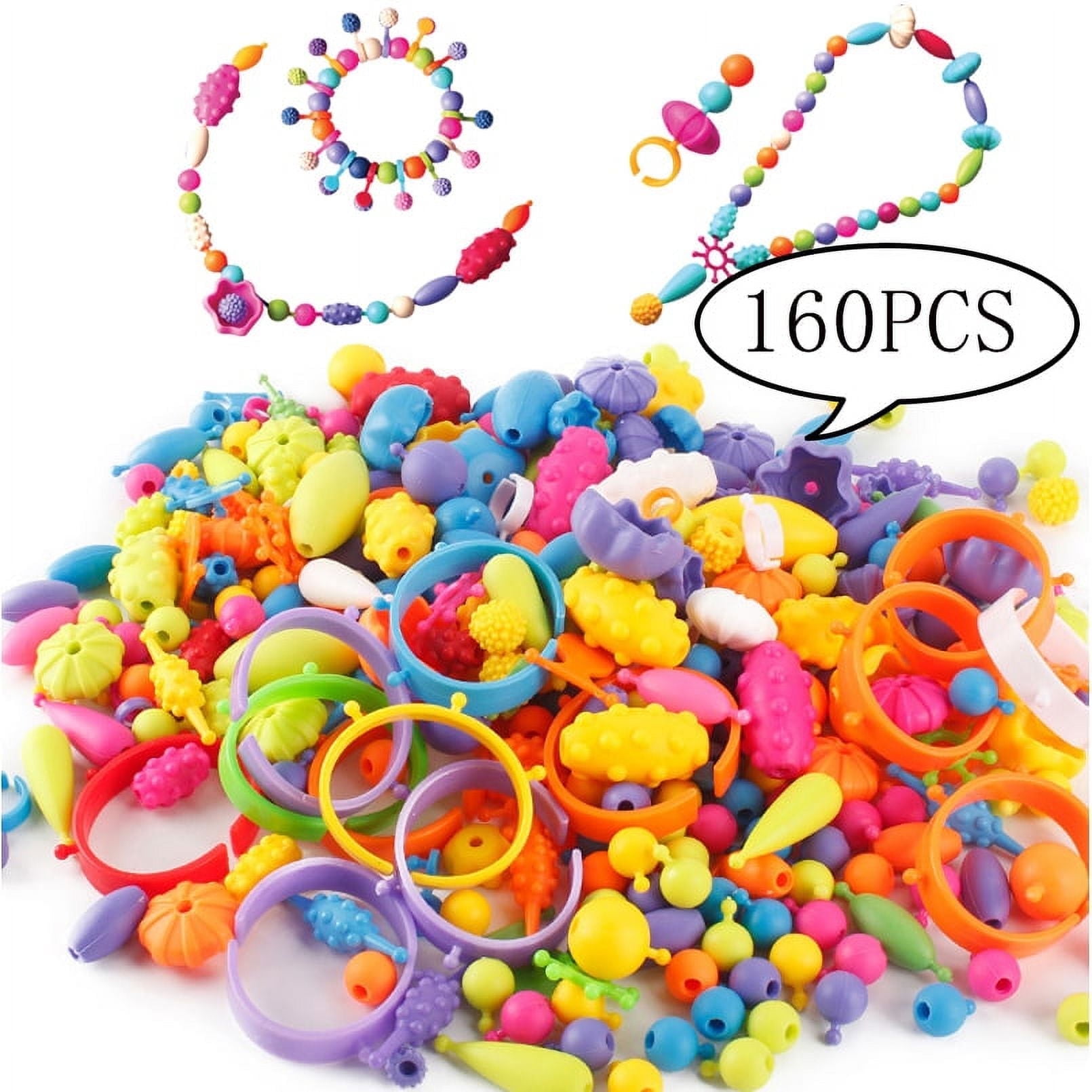 LNKOO Pop Beads 160PCS Jewelry Making Kit Toys for 3 4 5 6 7 8 Year Old ...