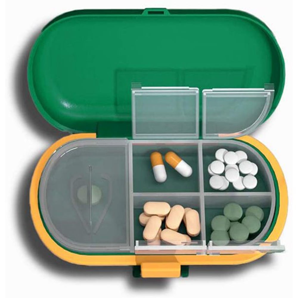 LNKOO Portable Pill Organizer Pill Cutter 2-in-1,Medicine Storage ...