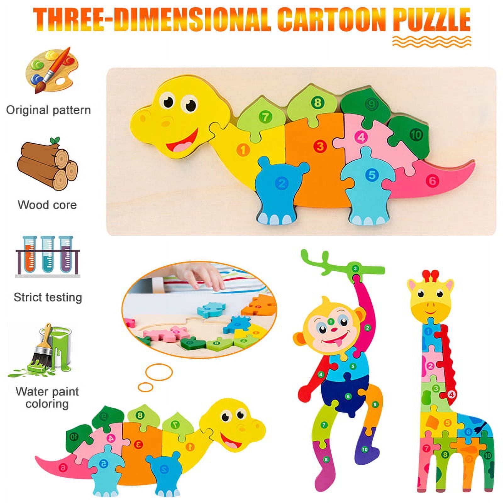 LNKOO Puzzles for Toddlers - Educational Playset Animal Jigsaw Puzzles ...