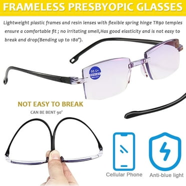 2 Pack Rimless Blue Light Blocking Reading Glasses for Men Women ...