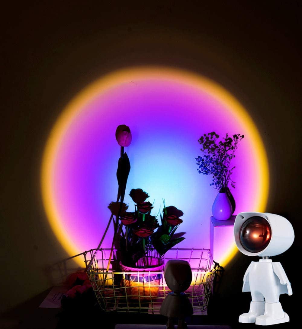 LNKOO Robot Sunset Projection Lamp - 360 Degree Visual Mood Rotation ...