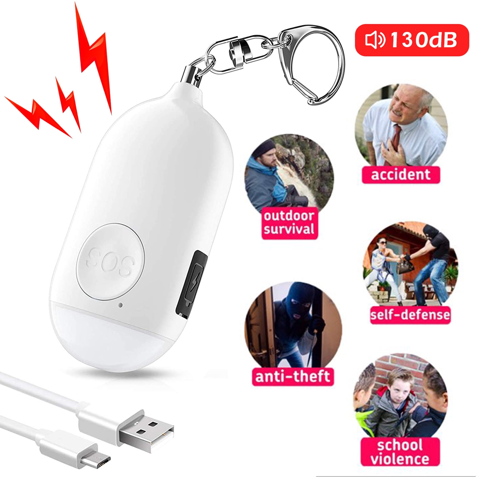 LNKOO Safe Sound Personal Alarm Siren Song 1-Pack - 130dB Self Defense ...