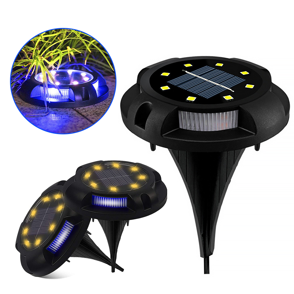 LNKOO Solar Ground Lights, Outdoor Disk Light 8 LED + 4 Side LED ...