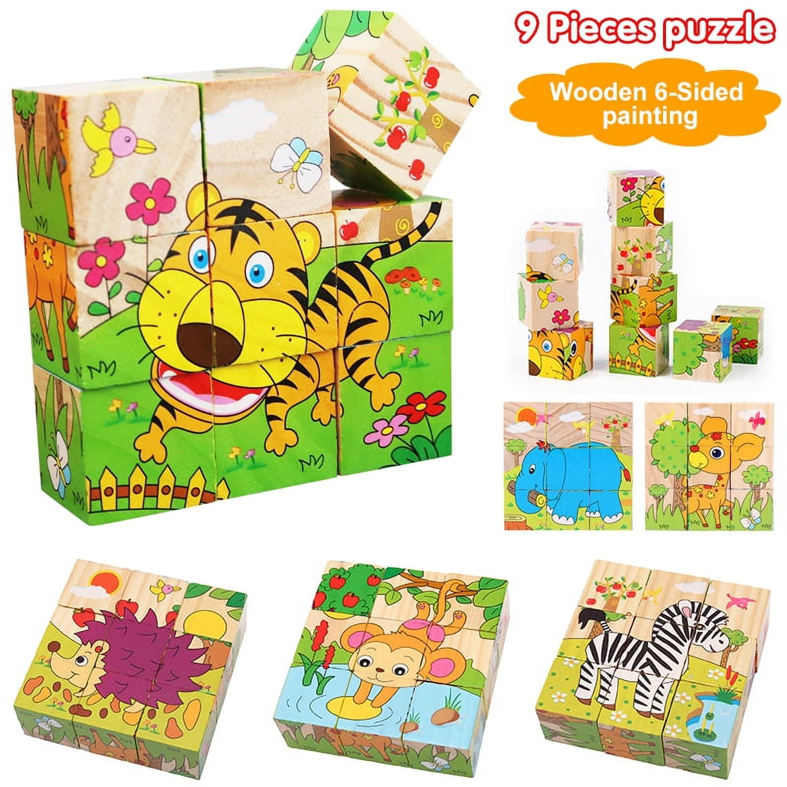 LNKOO Wooden Jigsaw Puzzles for Toddlers 1 2 3 Years Old, 6 Patterns ...