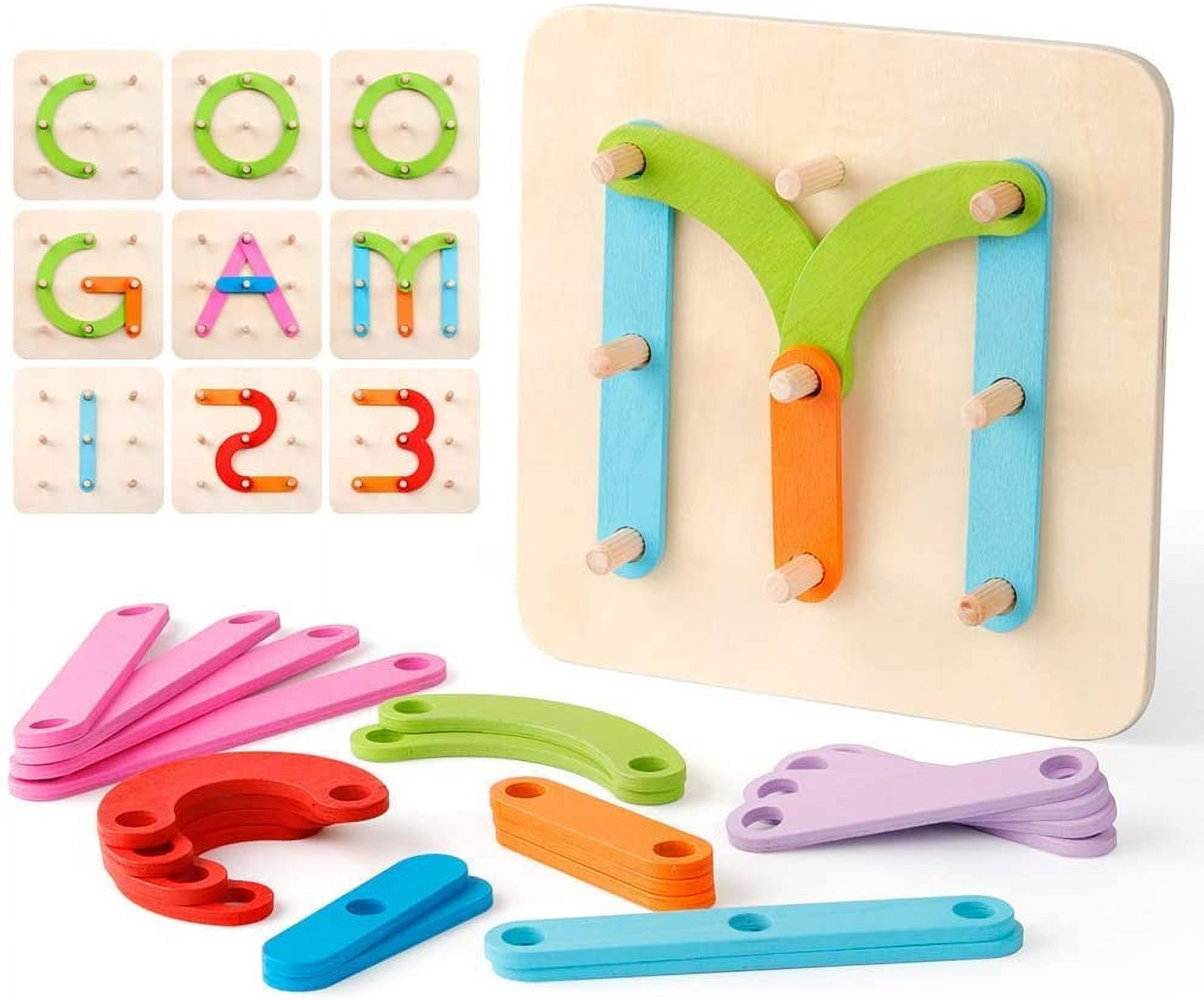 LNKOO Wooden Letter and Number Construction Activity Set Educational Preschool Toys Shape Color ...
