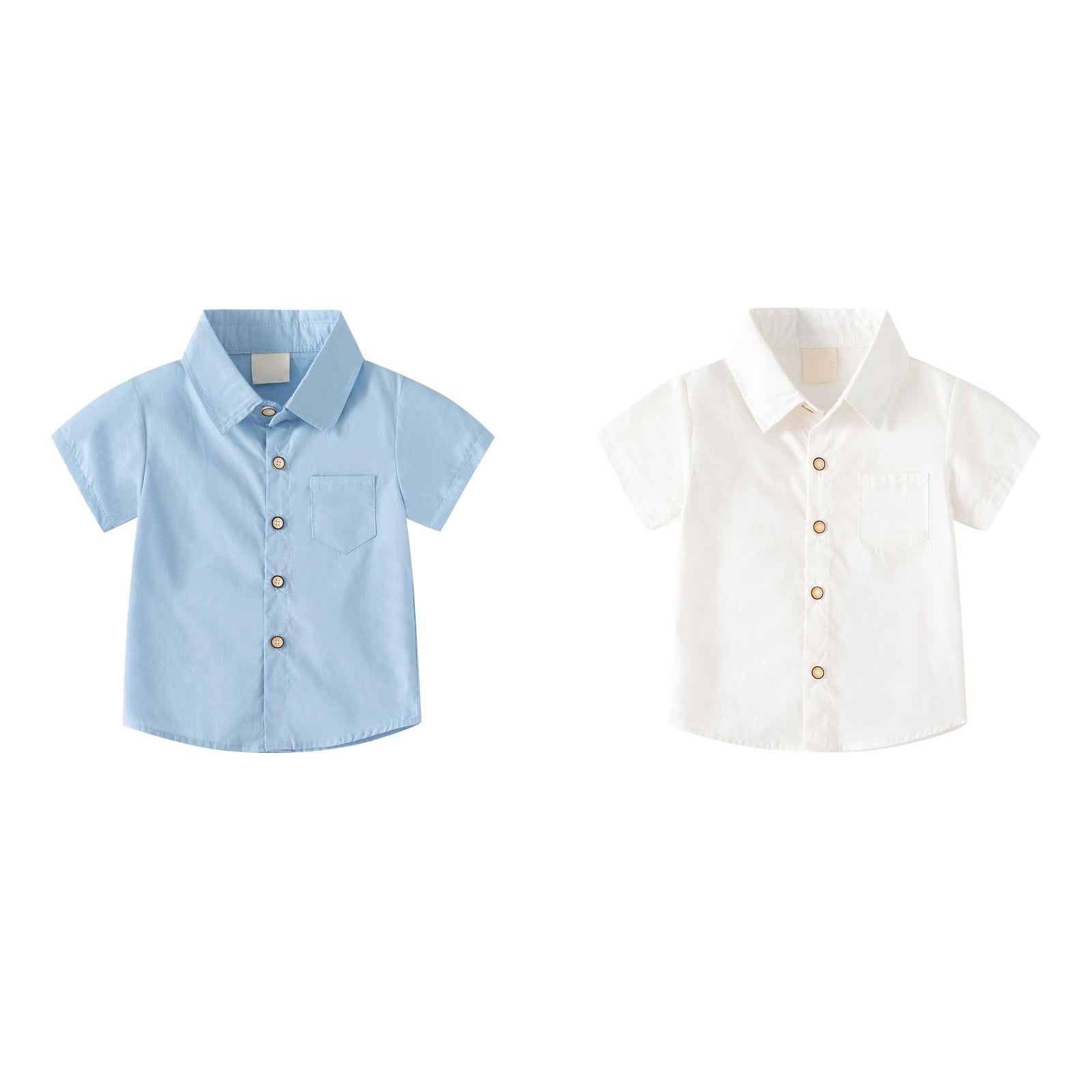 LNMQLPDBS Boys Dress Shirt Toddlers Short Sleeve Solid Color Tops Turn ...