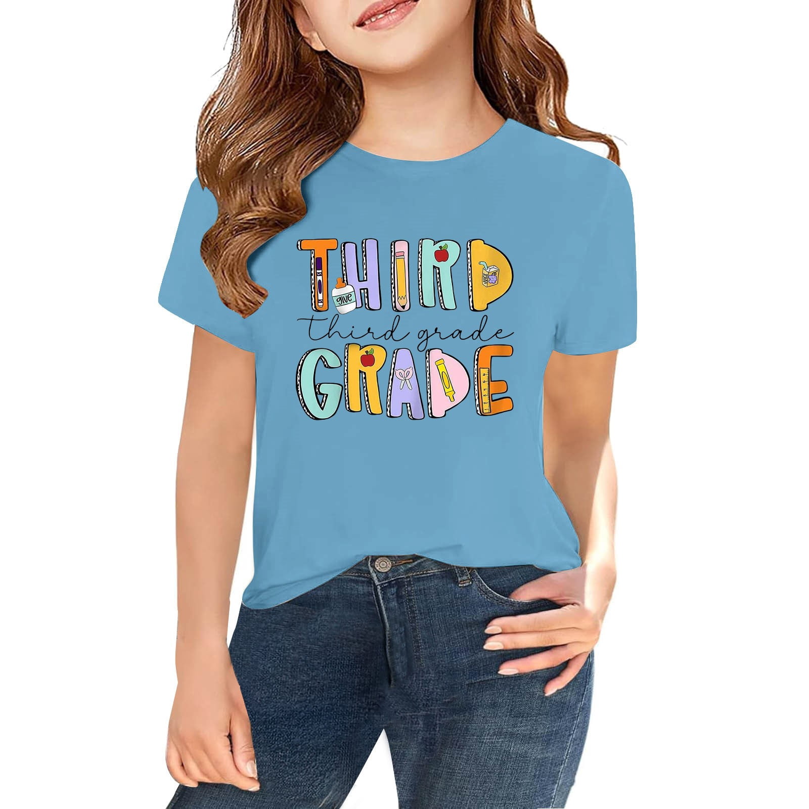 LNMQLPDBS First Day of School Shirt Girls Preschool to 5th Grade Tshirt ...