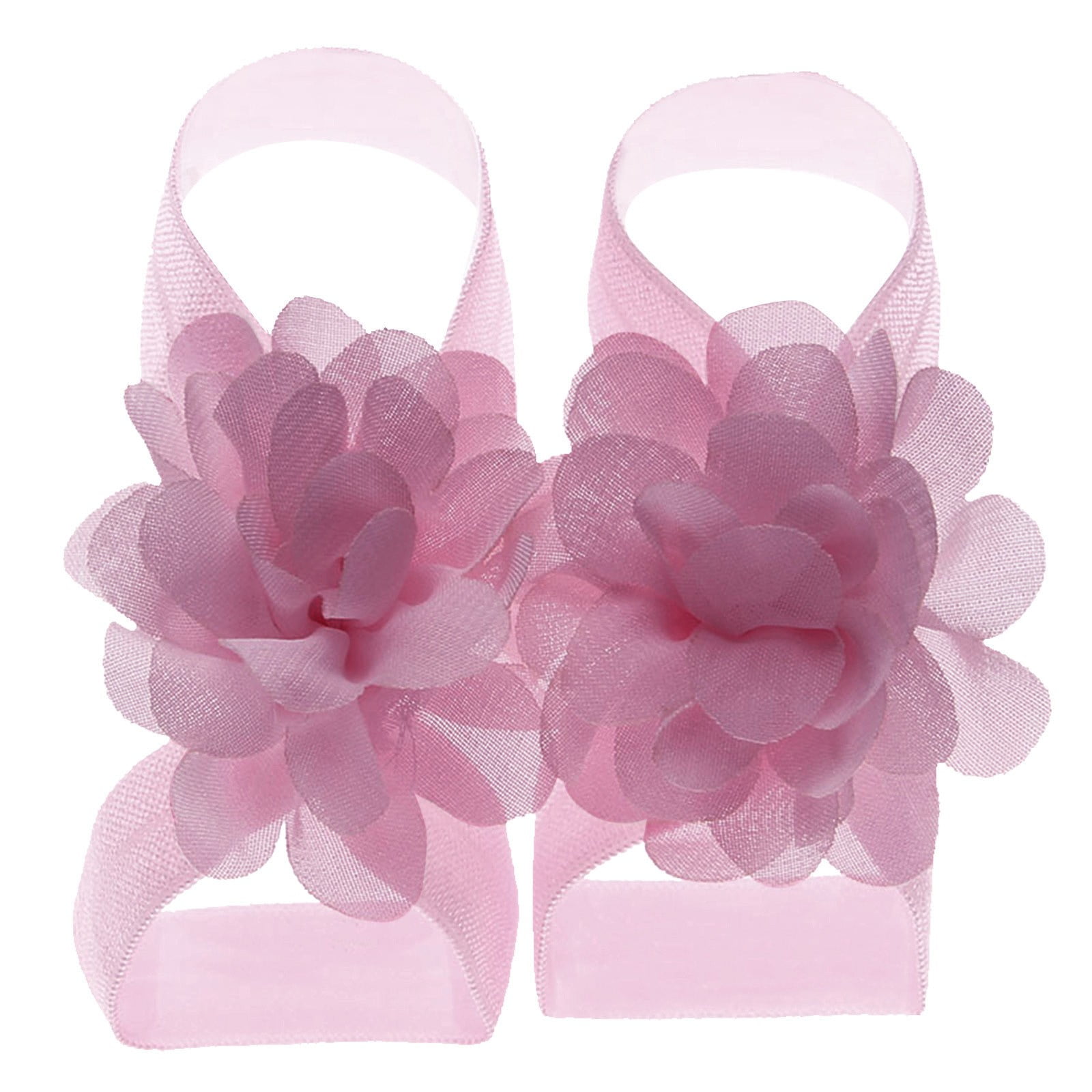 LNMQLPDBS Infant Shoes Solid Color Chiffon Layered Tulle Flower Barefoot Sandals Feet ...