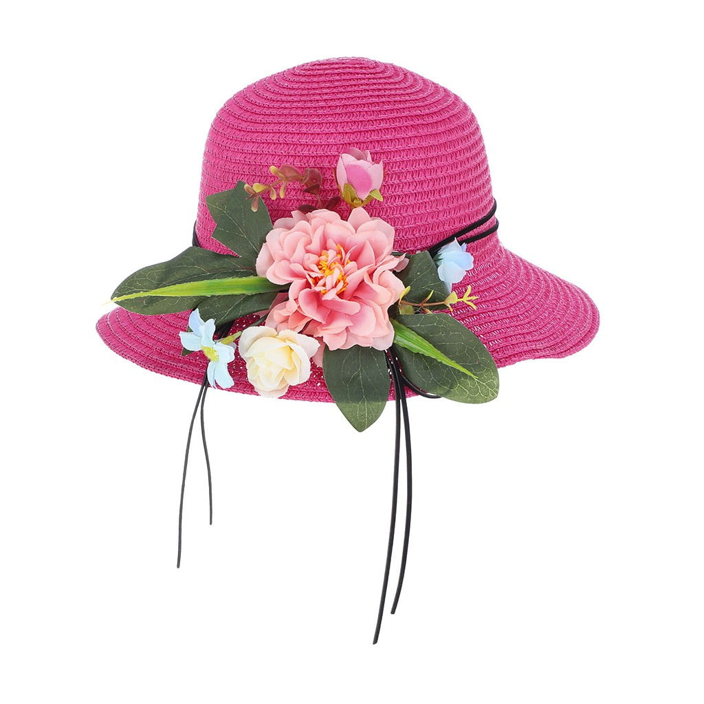 LNMQLPDBS Little Girl Summer Straw Hat Kids Woven Beach Sun Hat with ...