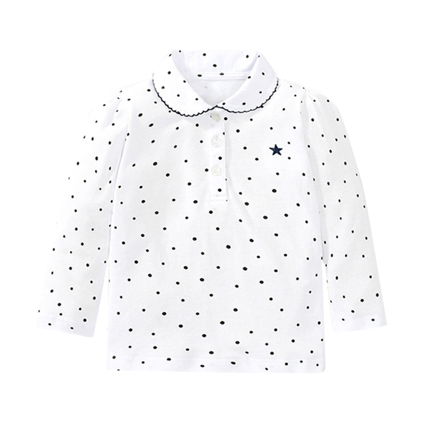 LNMQLPDBS Toddler Girl Tops Long Sleeved Ruffle Edge Lapel Printed T ...