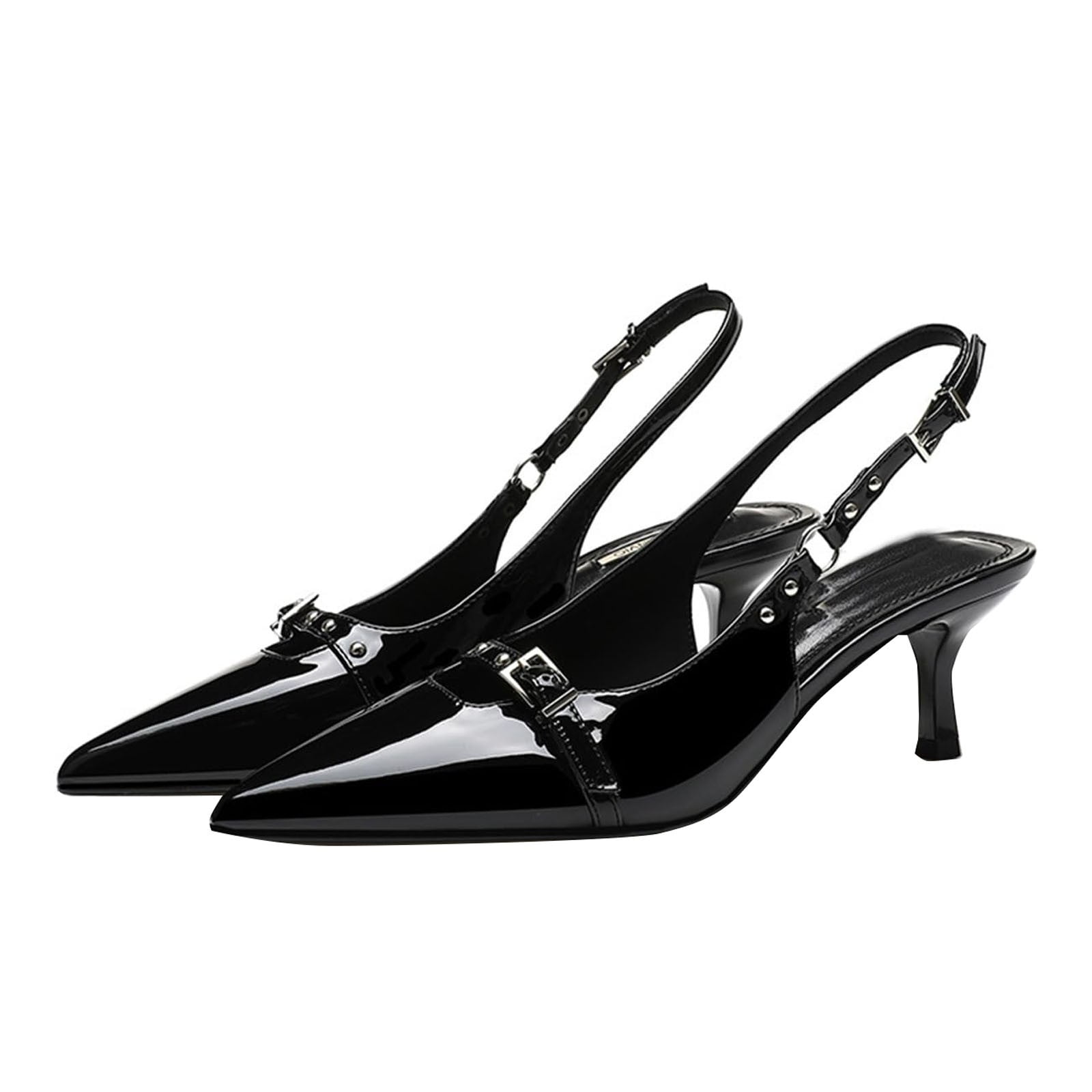 LNMQLPDBS Women's Pointed Toe High Stiletto Heels Slingback Stretch ...