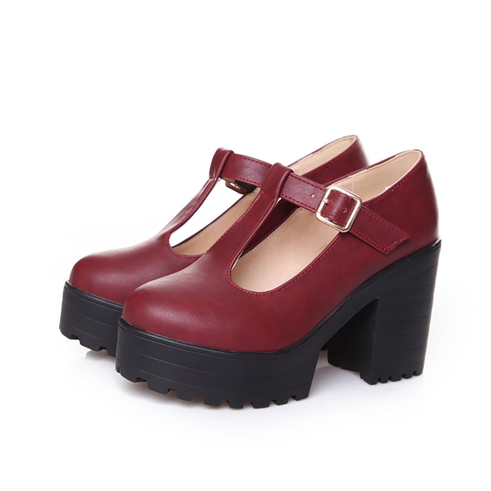 LNMQLPDBS Womens Block High Heel Platform Shoes Ankle Strap Mary Jane ...