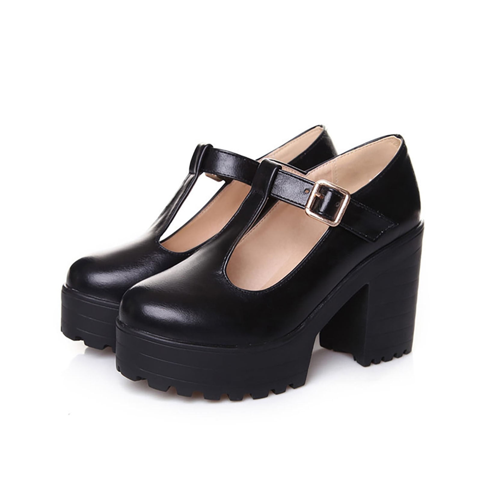 LNMQLPDBS Womens Block High Heel Platform Shoes Ankle Strap Mary Jane ...